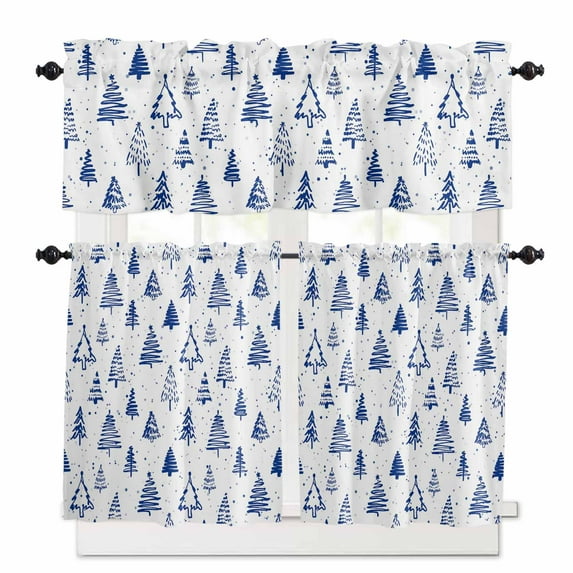 Christmas Tree Kitchen Curtains Valances and Tiers Set of 3 Retro ...