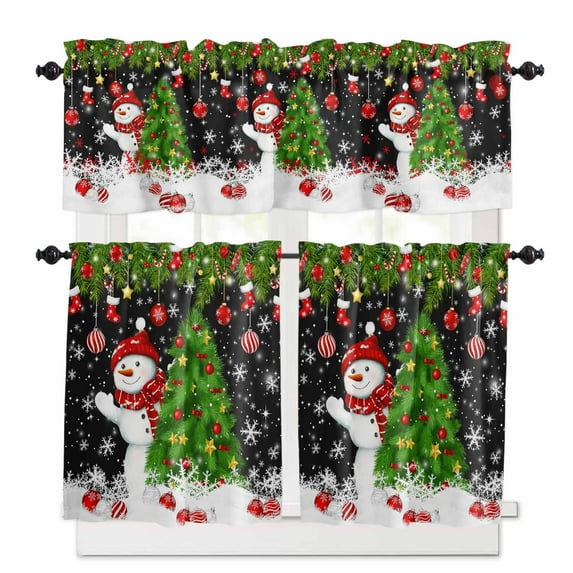 Christmas Tree Kitchen Curtains Valances and Tiers Set of 3 Xmas ...
