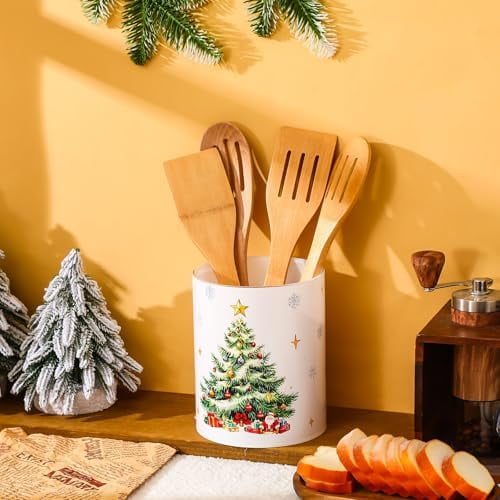 Christmas Tree Kitchen Decor Acrylic Kitchen Utensil Holder Crock Spoon ...