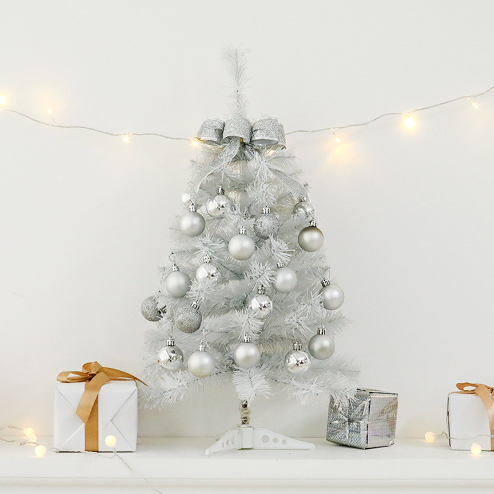 Christmas Tree LED Light-up Christmas Tree with Bow Topper Balls Mini ...