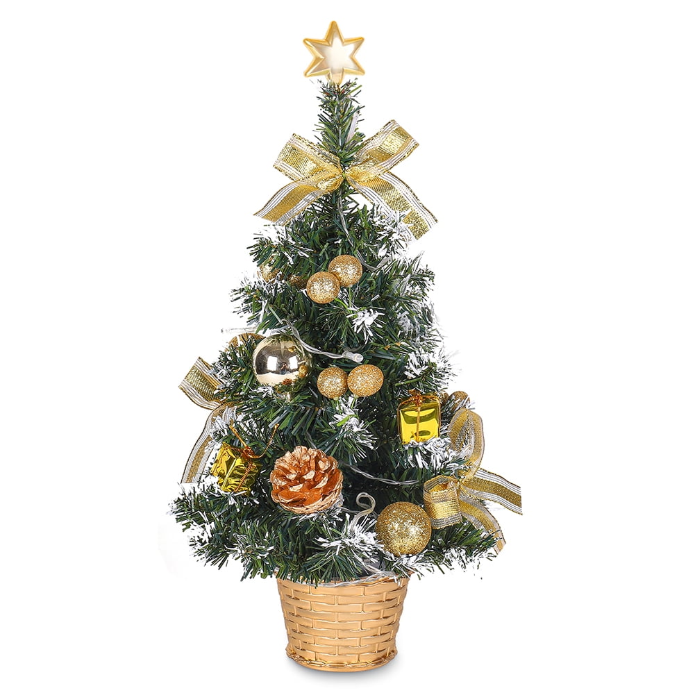 Christmas Tree with LED Ornaments 17.7Inch Pre-lit Multi-Colored Lights ...