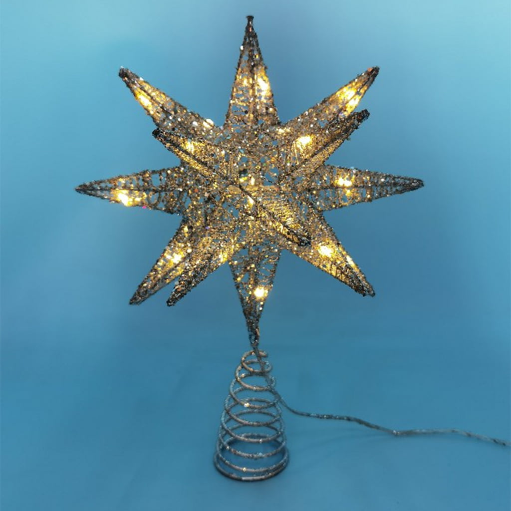 Christmas Tree LED Star Tree Topper Battery Operated Treetop Decoration ...
