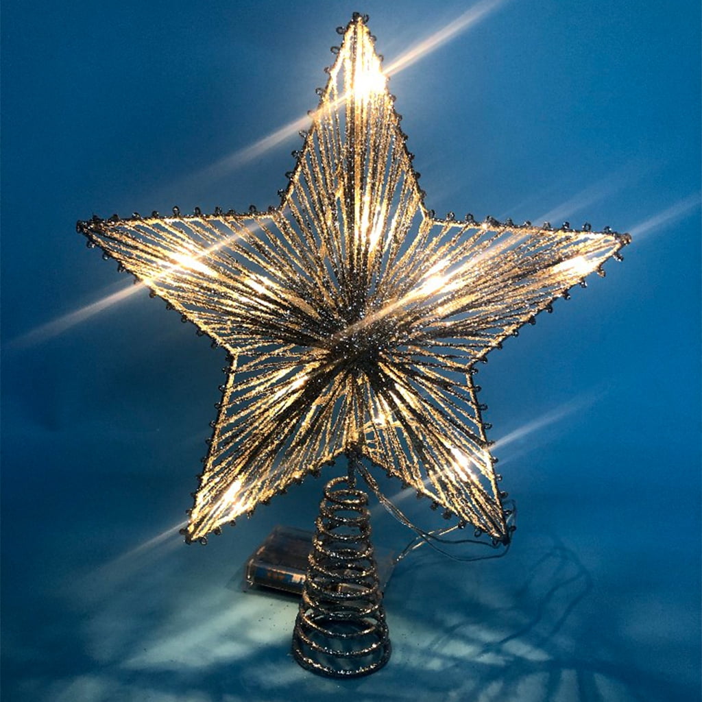 Christmas Tree LED Star Tree Topper Battery Operated Treetop Decoration ...