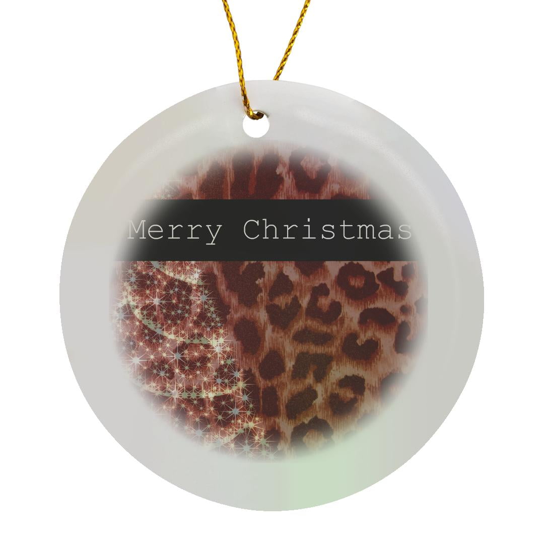 3drose, Christmas Tree Leopard Print Animal Prints, Circle Porcelain ...