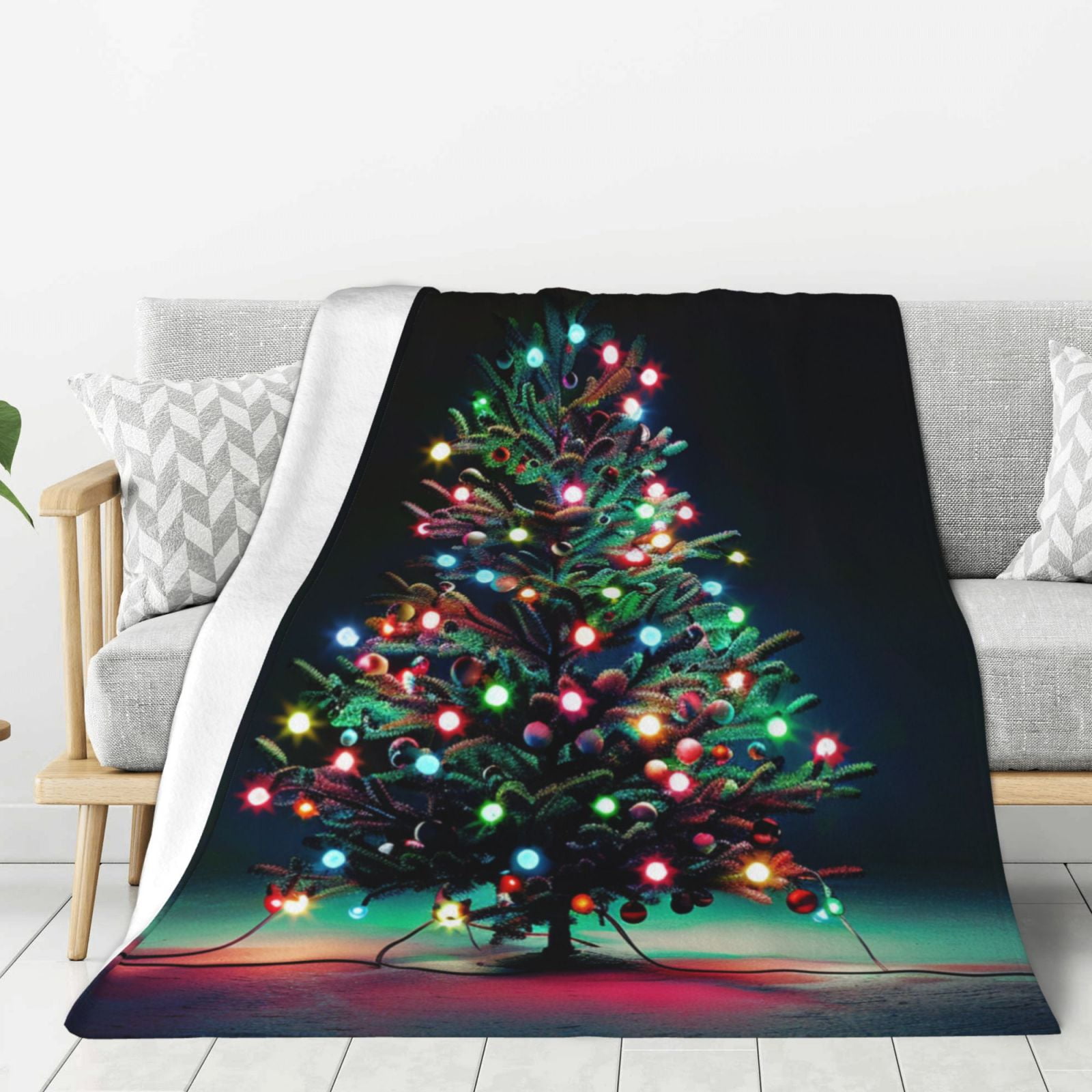 Christmas Tree Light (47) Throw Blanket for Stylish Warm Winter Cabin ...