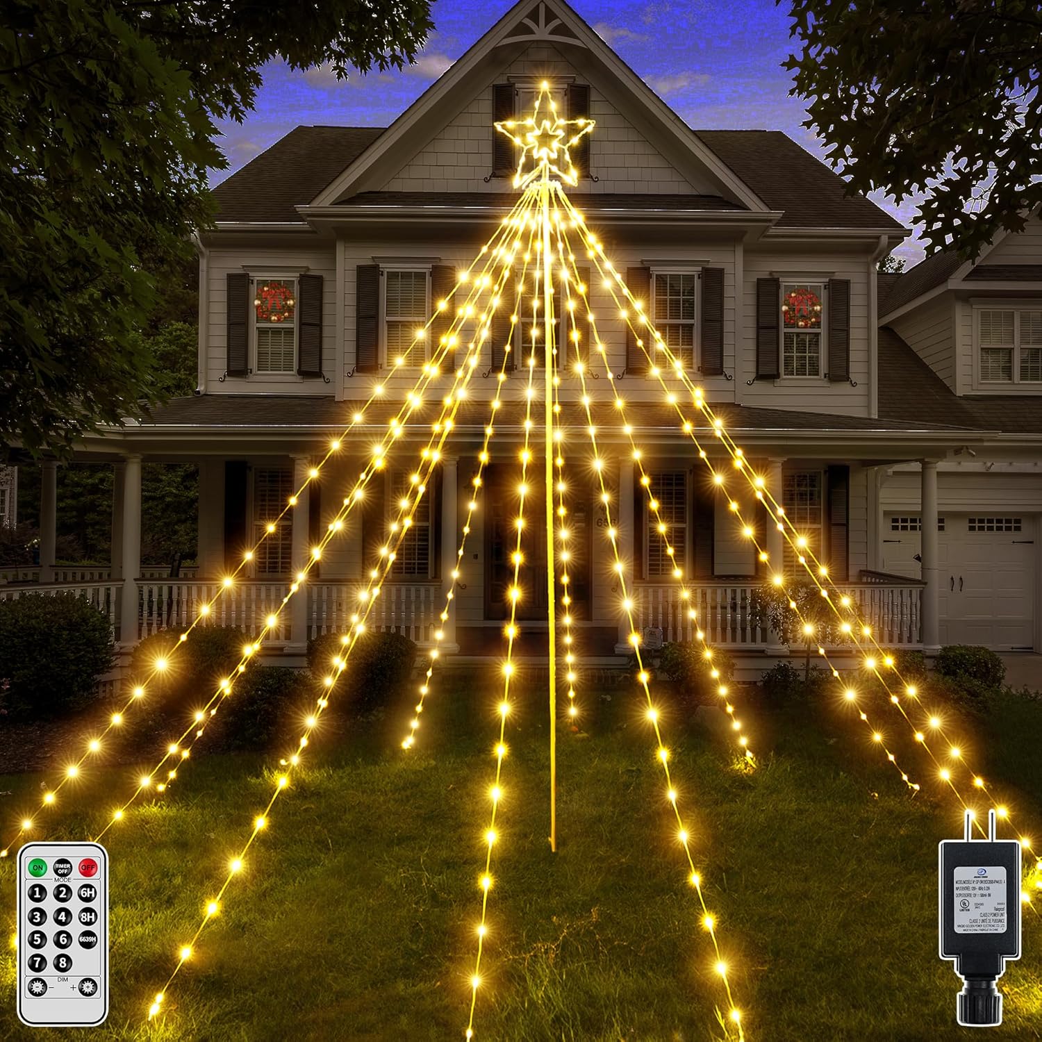 Christmas Tree Lights 340LED, IP67 Waterproof Outdoor Christmas ...