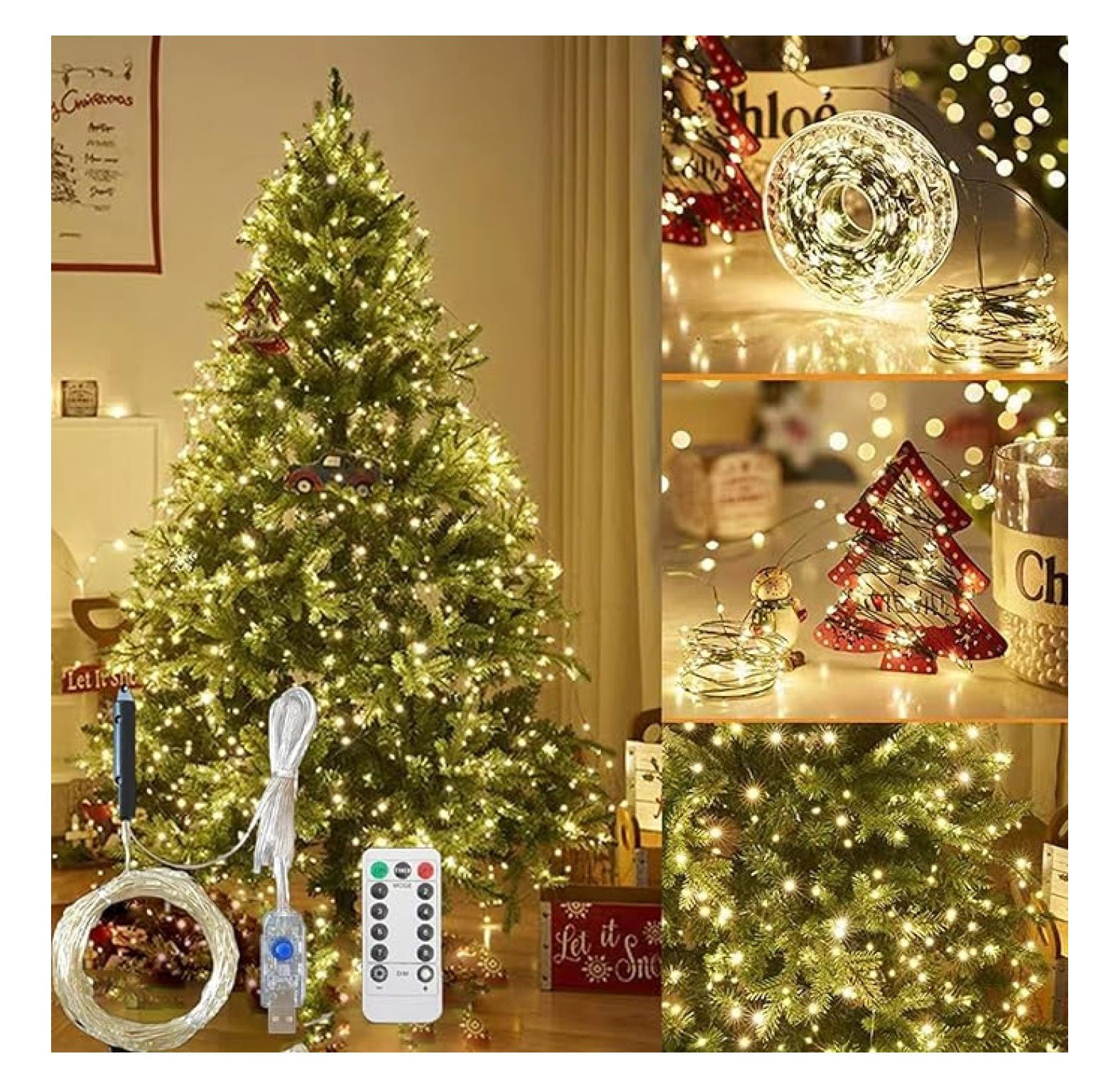 Christmas Tree Lights Cascading, 400 LED Waterfall Twinkle Lights, 8 ...