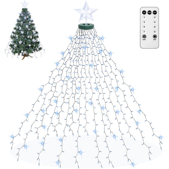 Christmas Tree Lights with Toppers, 410 Christmas Lights with 8 Modes ...