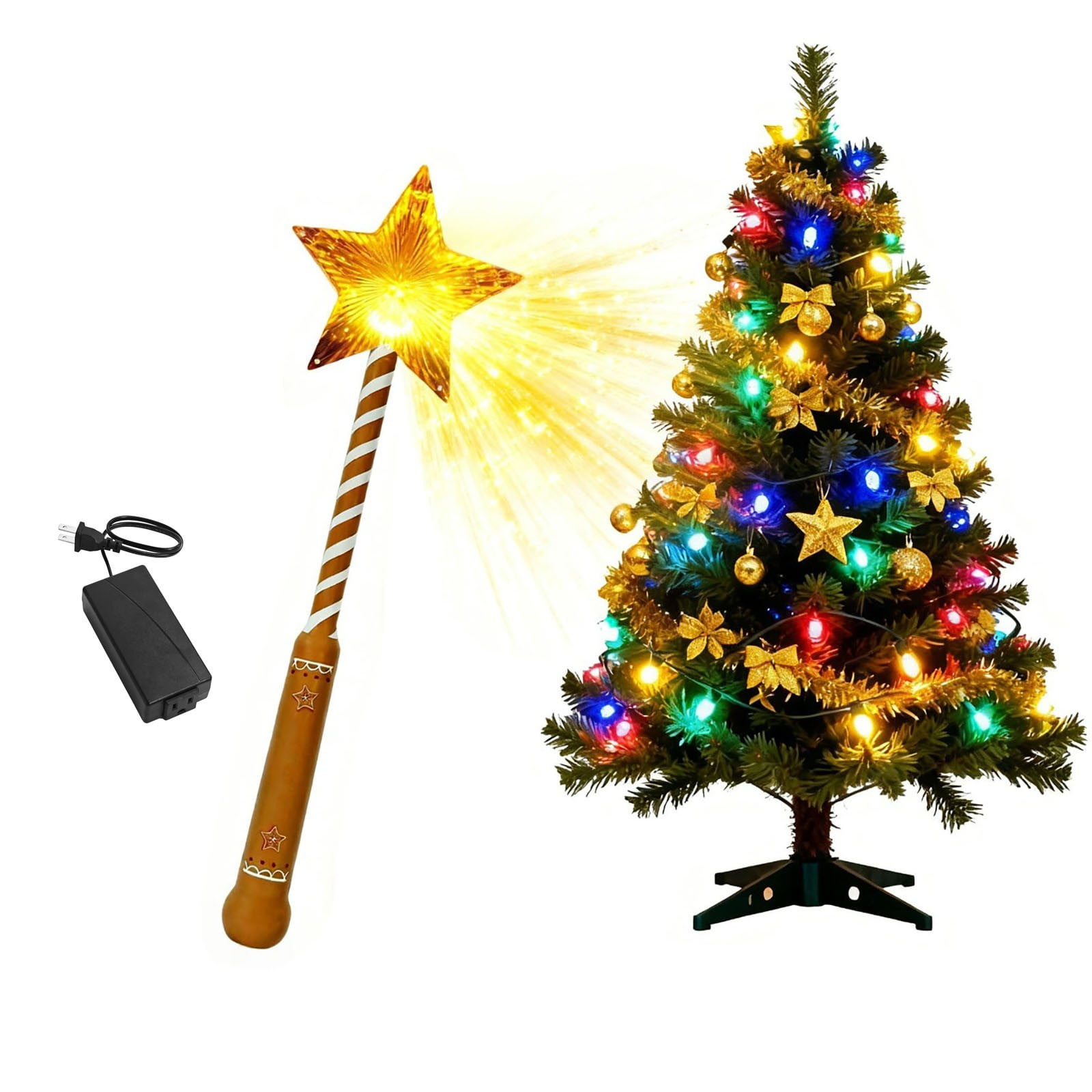 Christmas Tree Magic Wand Red And White Striped Star Glowing Light ...