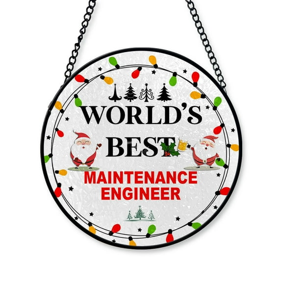 Christmas Tree, Maintenance Engineer Stained Glass Window Hanging ...