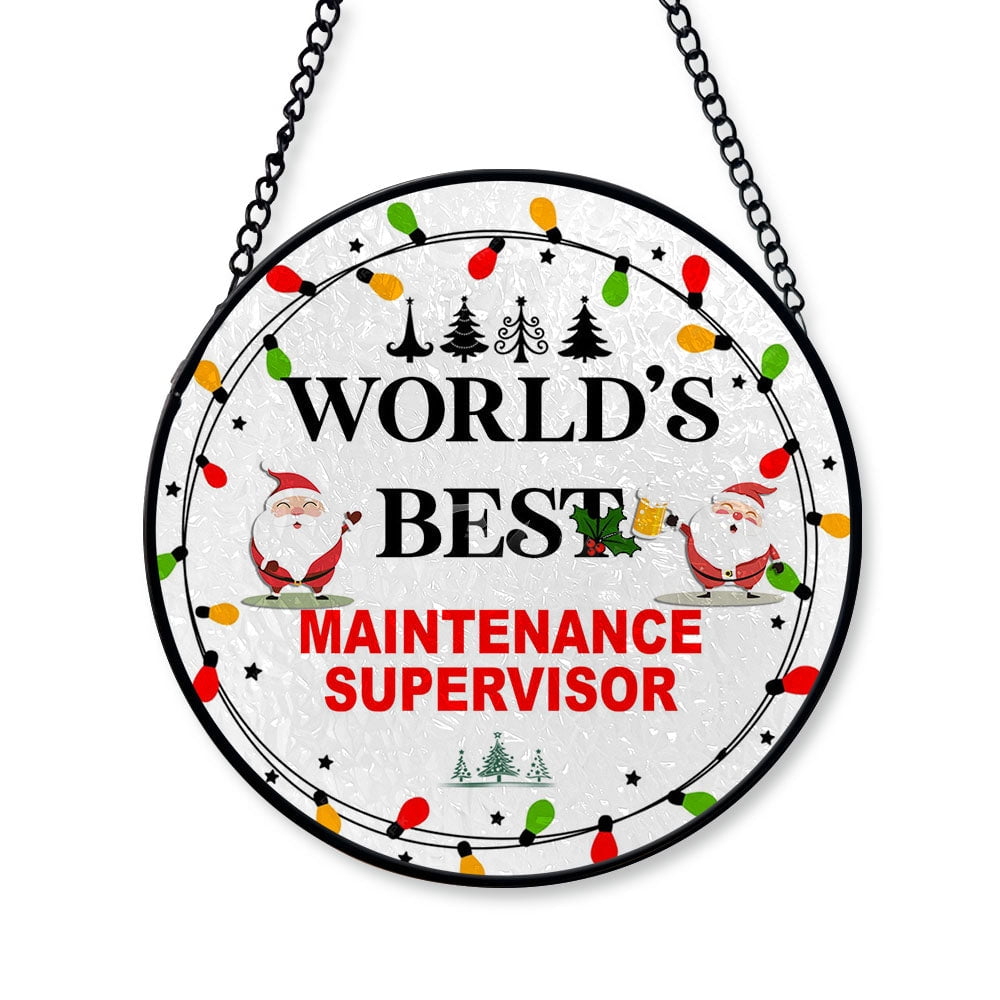 Christmas Tree, Maintenance Supervisor Stained Glass Window Hanging ...