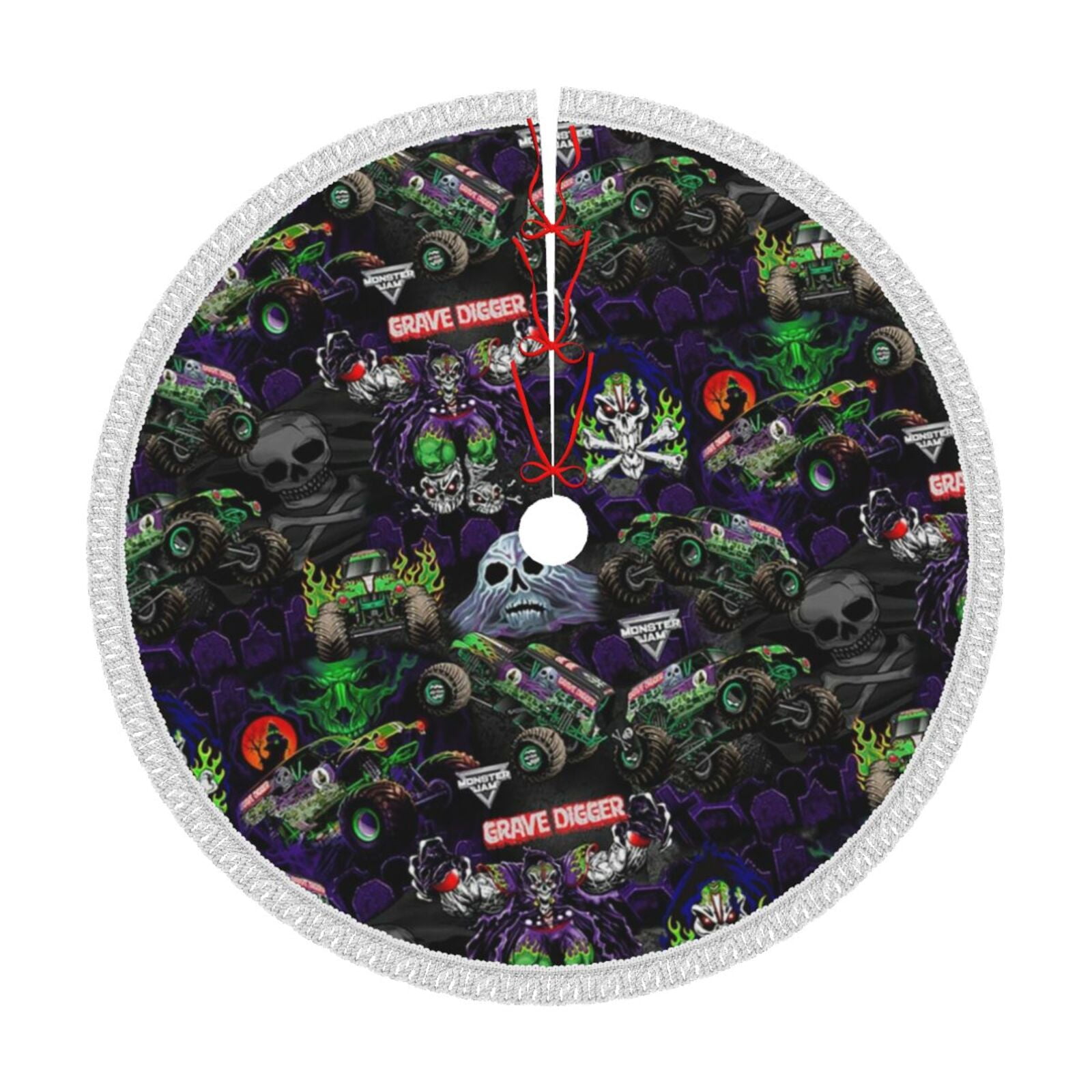 Christmas Tree Mat Monster Truck Jam Tree Skirt Xmas Decorative for ...