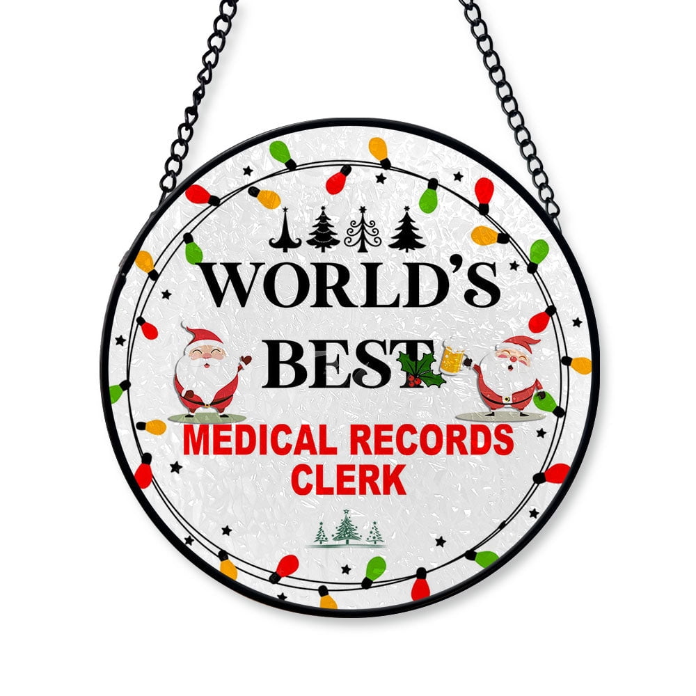 Christmas Tree, Medical Records Clerk Stained Glass Window Hanging ...