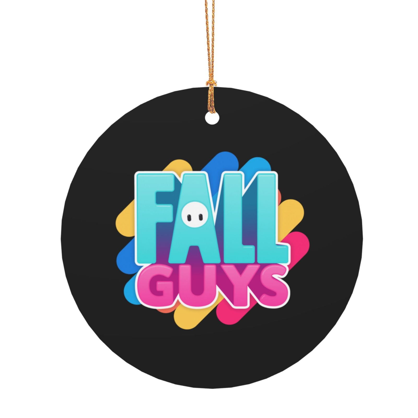 Christmas Tree Metal Round Pendant Double Sided Image, Fall Guys Logo ...