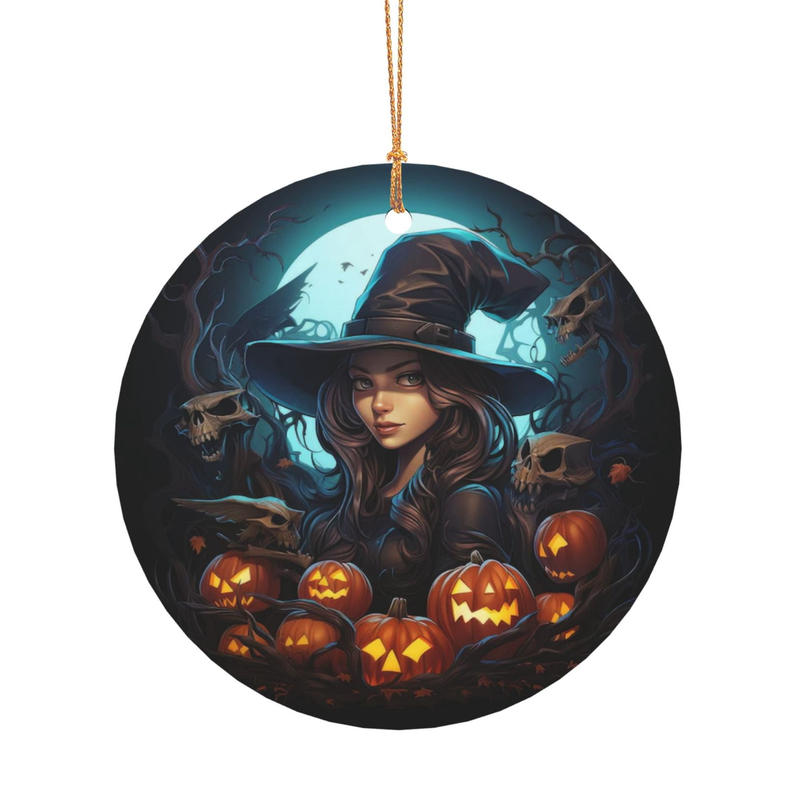 Christmas Tree Metal Round Pendant Double Sided Image, Halloween 4 ...