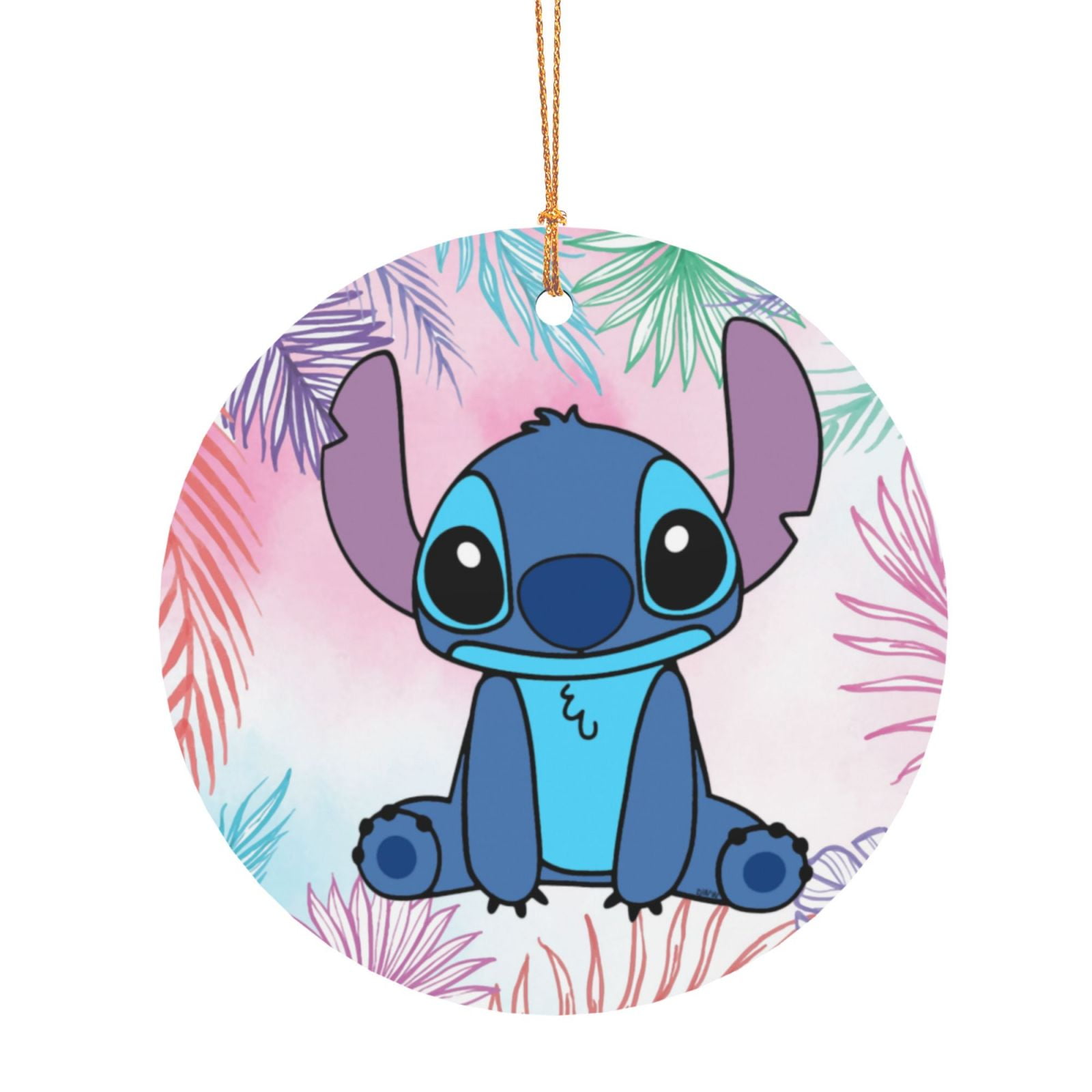 Christmas Tree Metal Round Pendant Double Sided Image, Stitch 4 ...