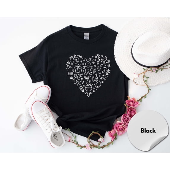 Christmas Tree Motif Heart And Tree Shirt Cozy Holiday Design Eco ...