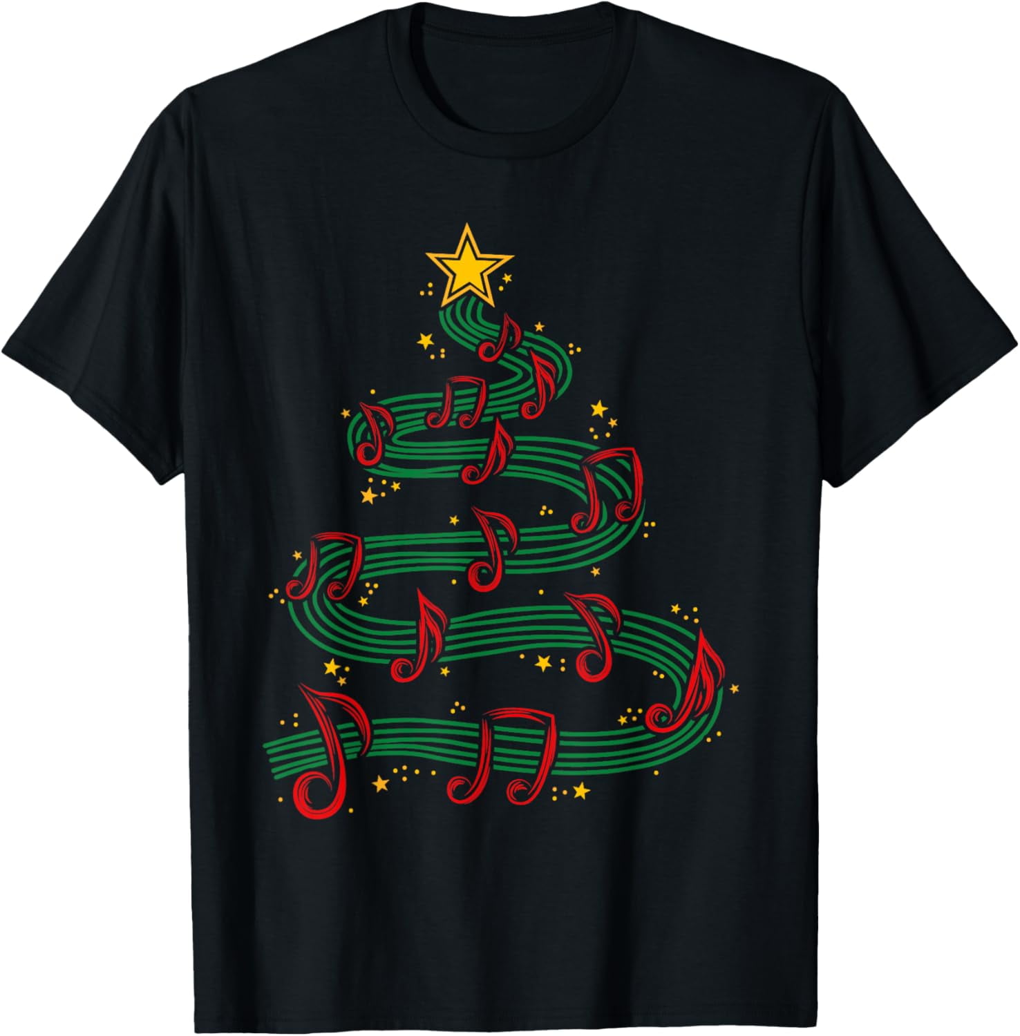 Christmas Tree Musical Notes Song Musician Sing Carols Music T-Shirt ...