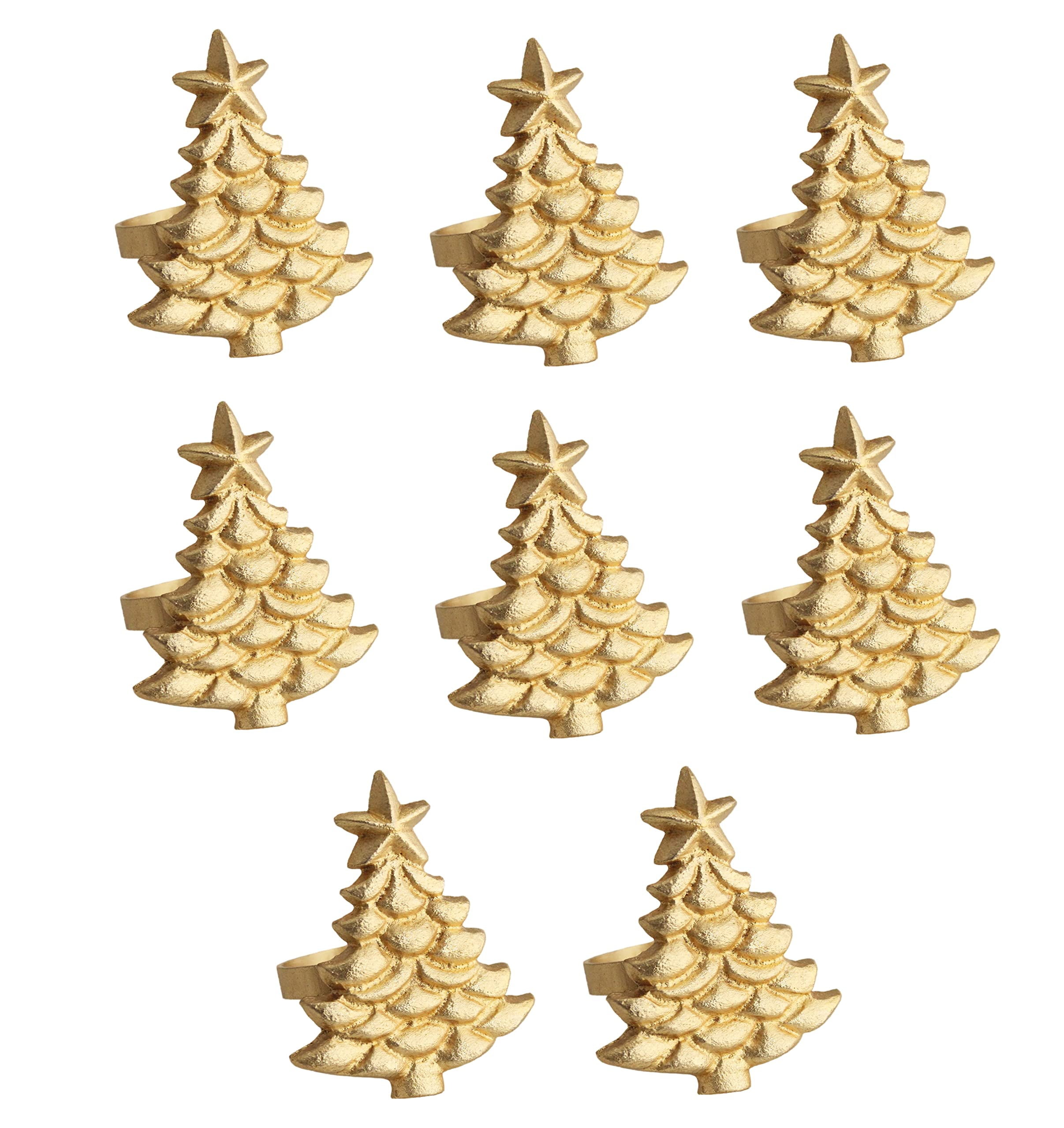 Christmas Tree Napkin Rings, 8 Pack Gold Metal Napkin Holders for ...