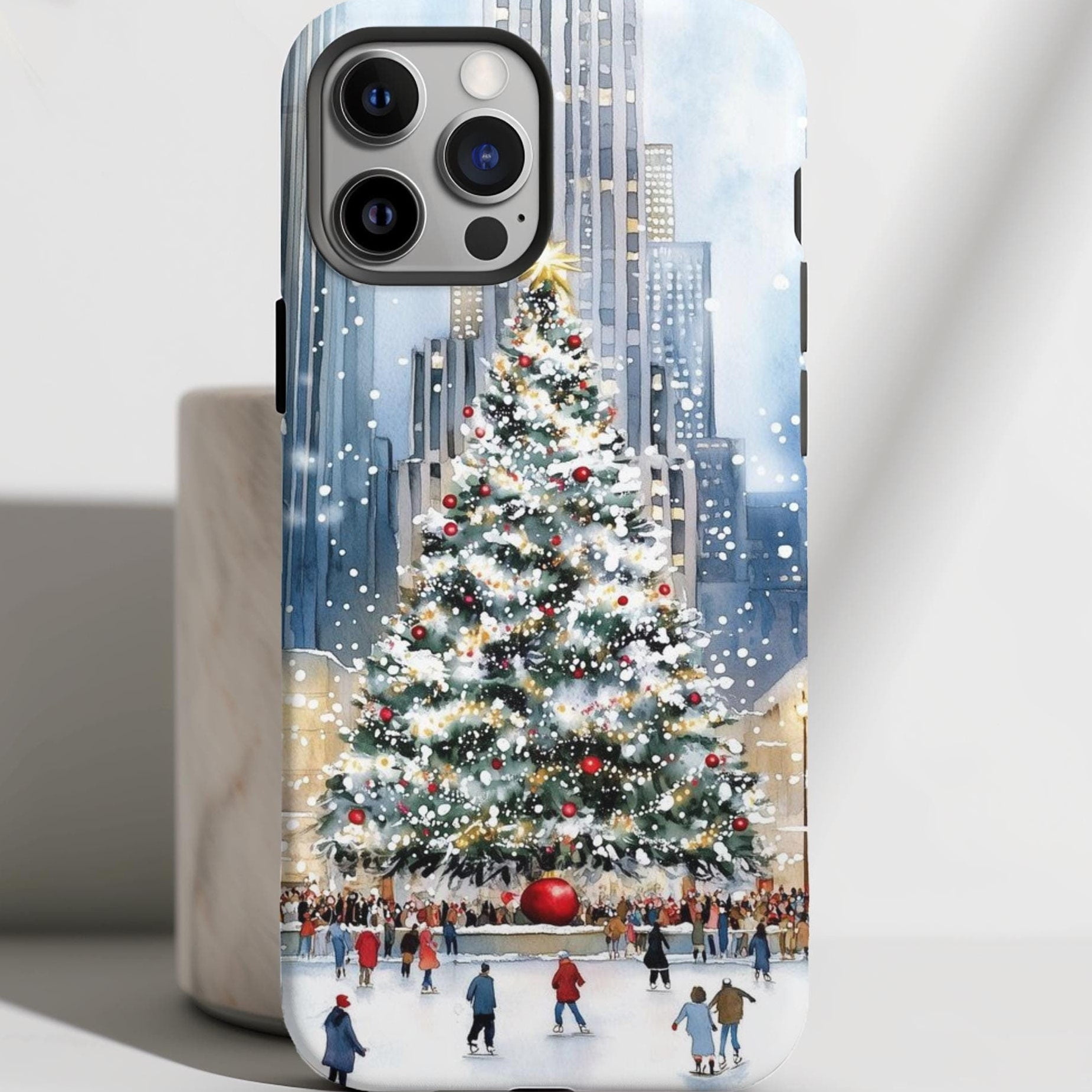 Christmas Tree New York Phone Case with Winter Holiday Art 17 16 15 14 ...
