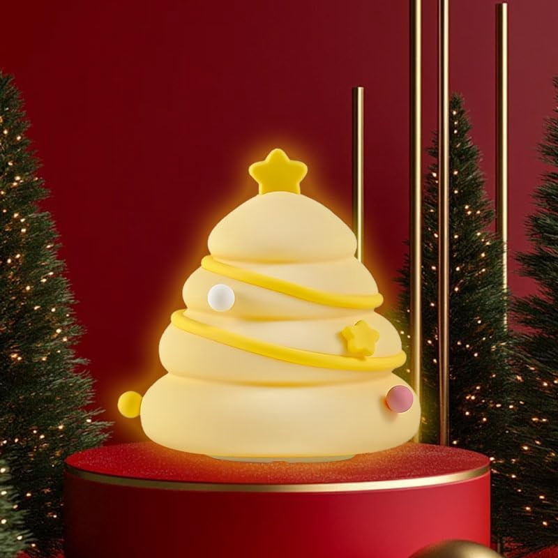 Christmas Tree Night Light, Cute Squishy Lamp, Rechargeable Dimmable ...