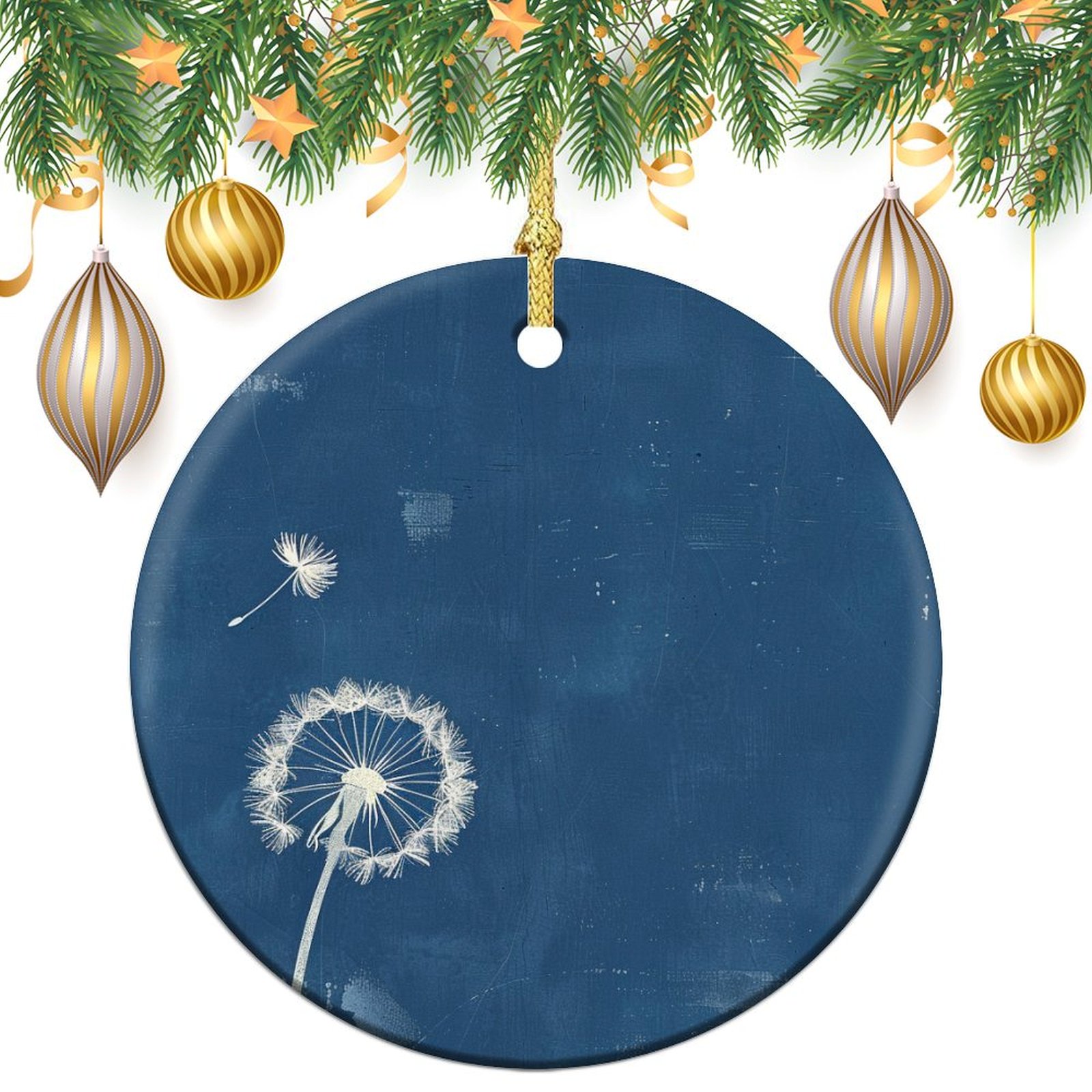 Christmas Tree Ornament Dandelion With Seeds Blowing Away Christmas ...