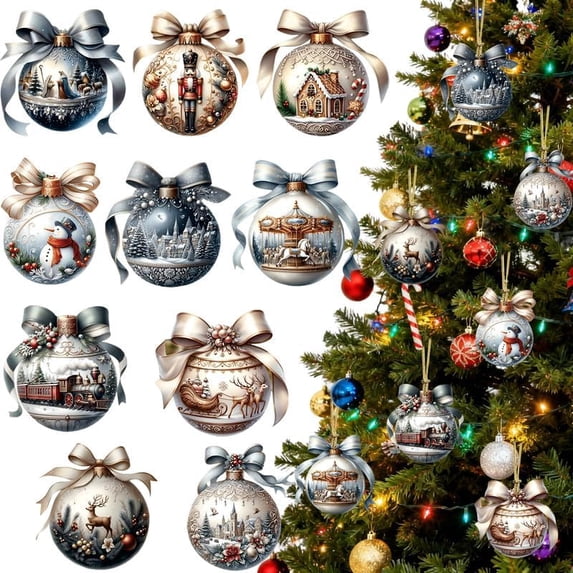 Christmas Tree Ornament Decoration,10Pcs Christmas Tree Pendant, Bauble ...
