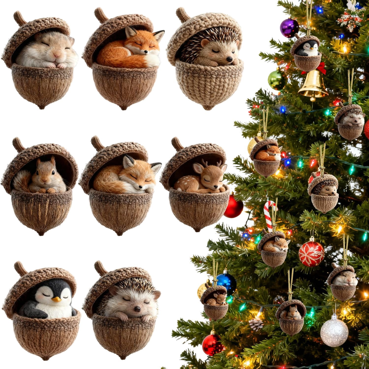 Christmas Tree Ornament Decoration,8Pcs Christmas Tree Pendant, Cute ...