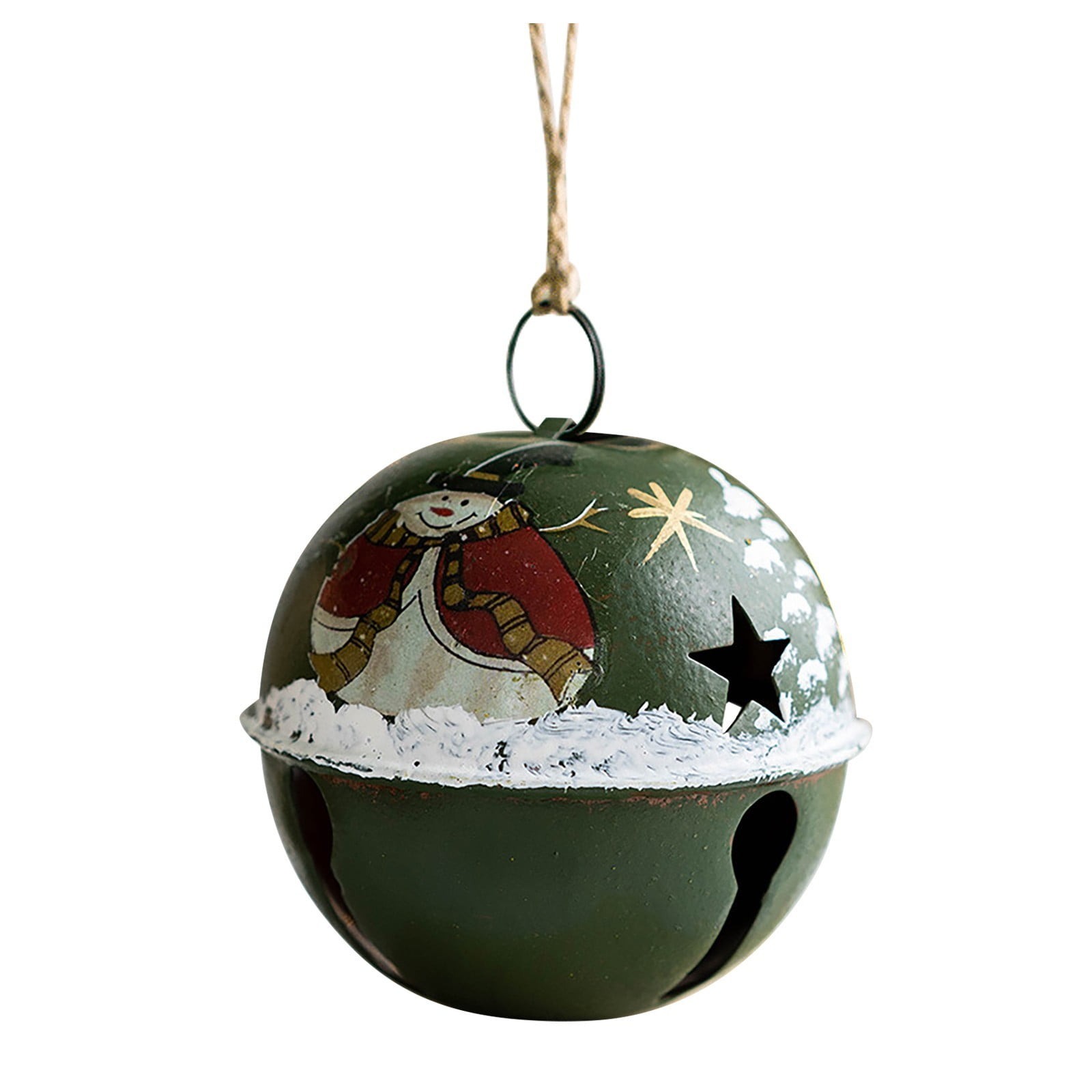 Christmas Tree Ornament Metal Rustic Jingle Bell Hanging Ornaments with ...