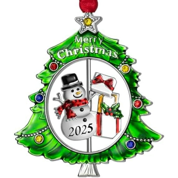 Christmas Tree Ornament Metal Silver Hanging Rotatable Design Charm ...