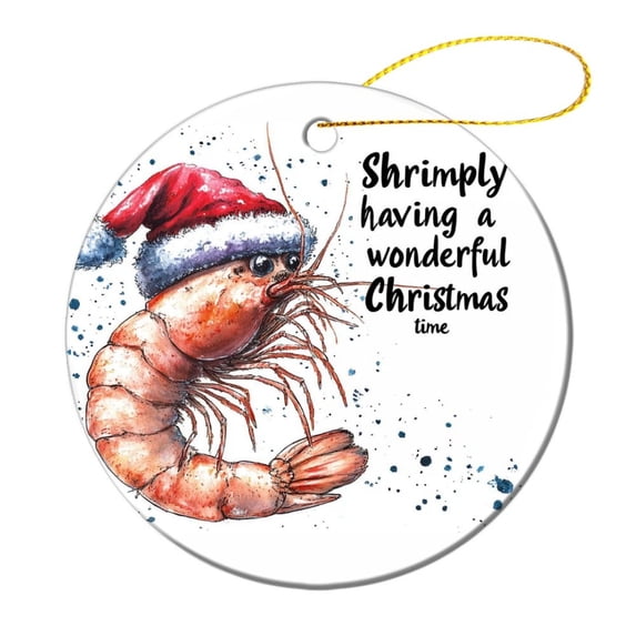 Christmas Tree Ornament Shrimp Wearing Xmas Hat Keepsake Gift Christmas ...