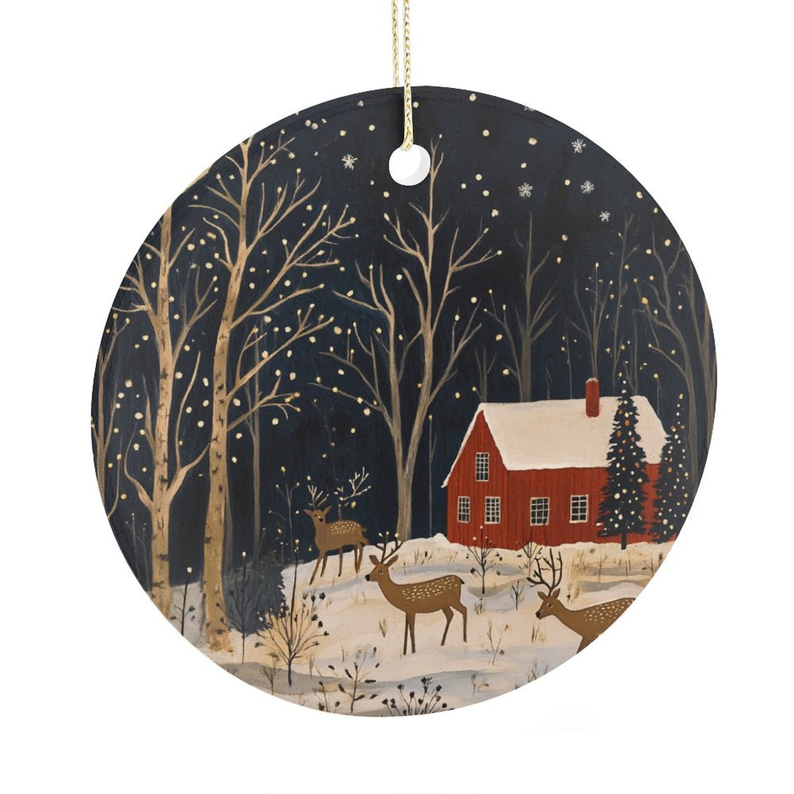 Christmas Tree Ornament Winter Rustic House Christmas Decorations ...
