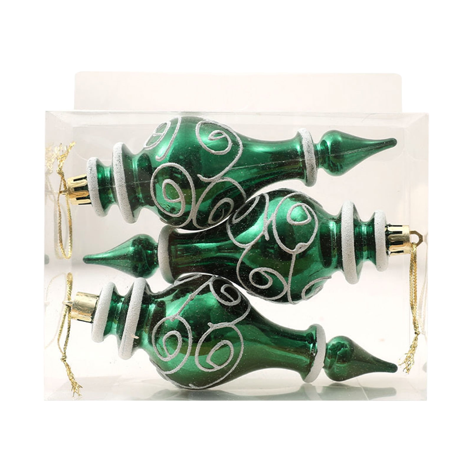 Christmas Tree Ornaments 3-Piece Set Glossy Green Plastic Balls Hanging ...