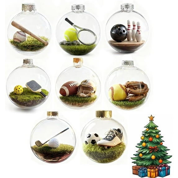Christmas Tree Ornaments 3D Laser Crystal Sports Ball Unique Holiday ...