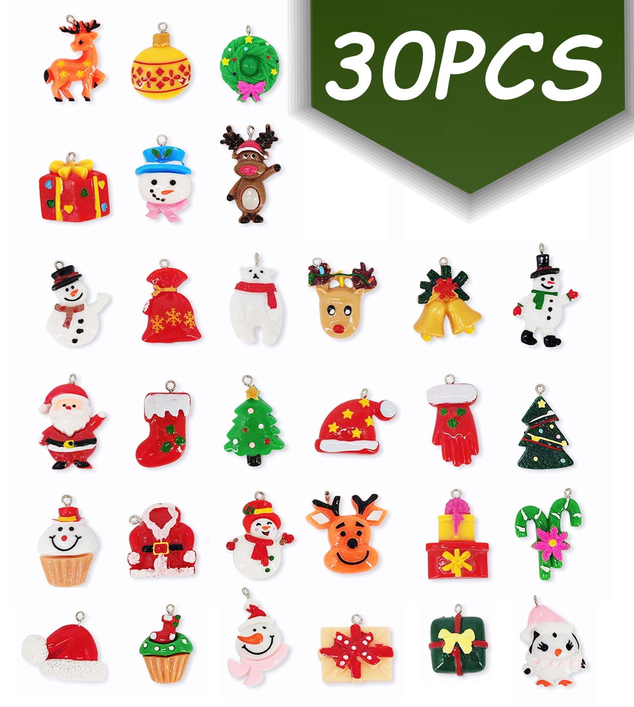 Walmart 30Pcs Mini Rustic Santa Claus Christmas Tree Ornaments, Resin ...