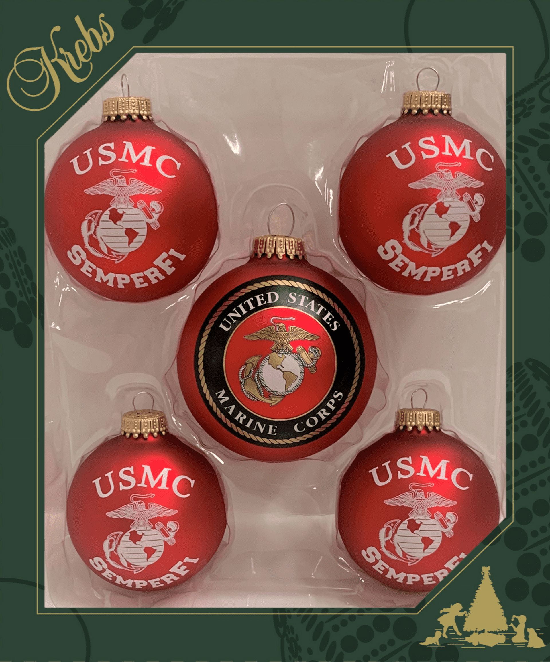 Christmas by Krebs Handmade USMC Military Glass Ornaments - Red Marine ...