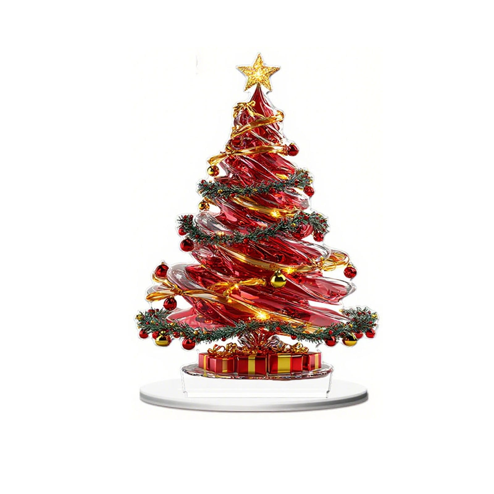 Christmas Tree Ornaments Mini Acrylic Crystal Christmas Trees Flat ...