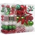 Christmas Tree Ornaments Set, 100ct Elf Red Green White Shatterproof ...