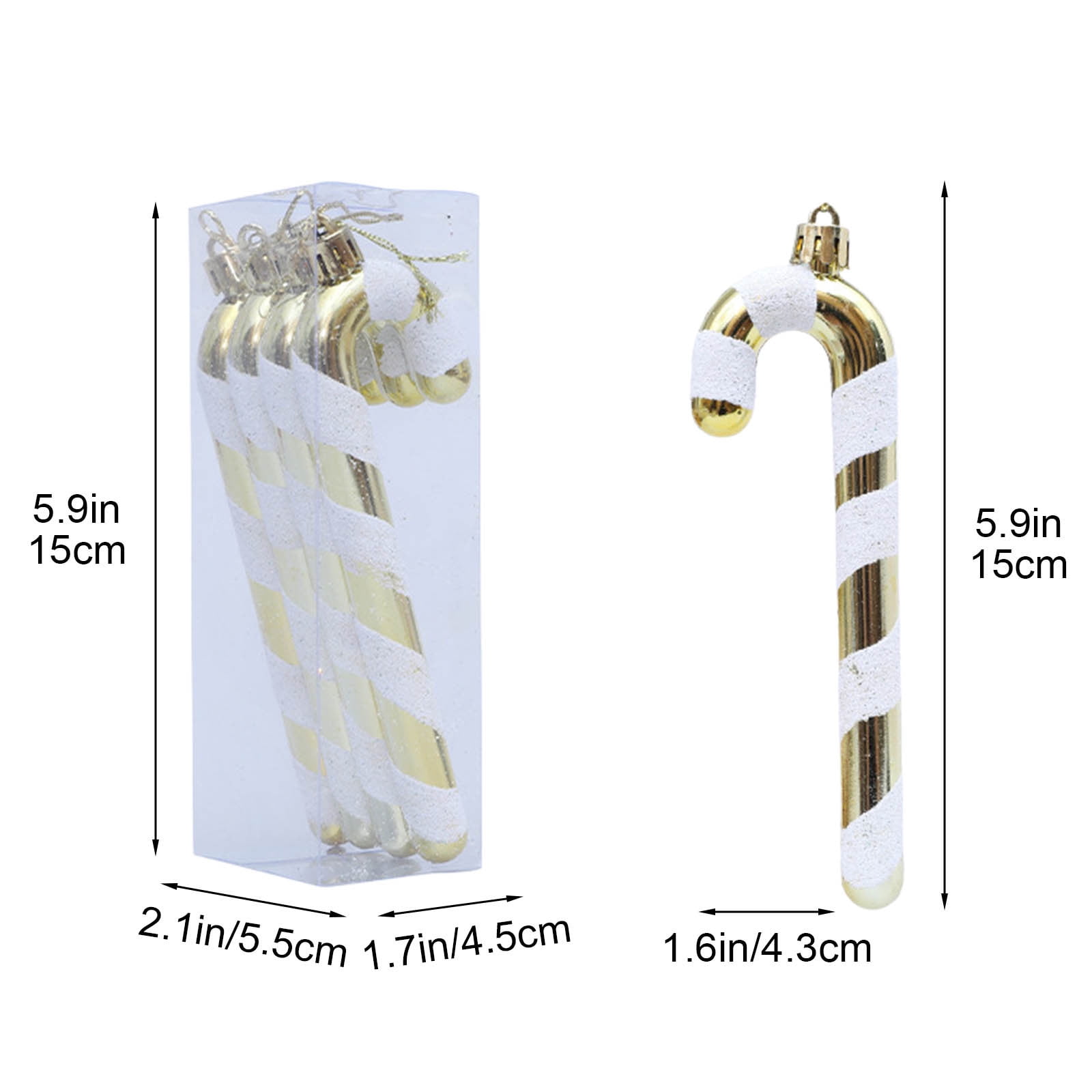 Christmas Tree Ornaments Set | 4 Plastic Walking Stick Decorations ...