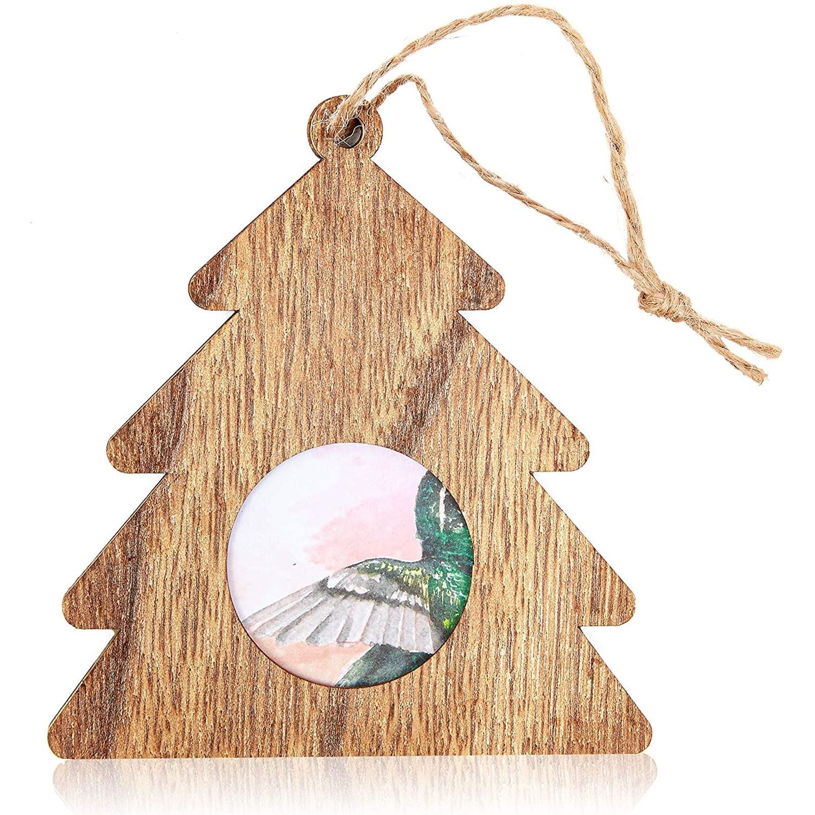 Christmas Tree Ornaments, Wood Photo Frame Hanging Decorations (4.5 In ...