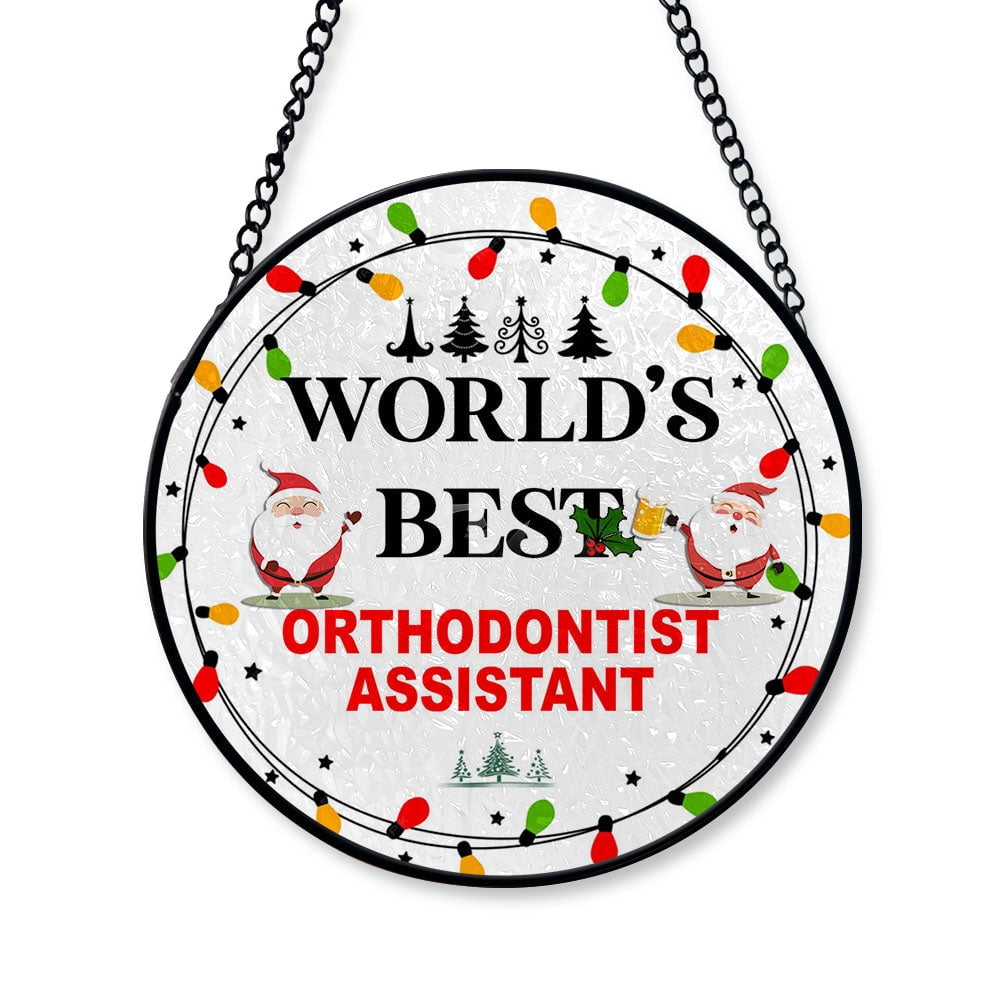 Christmas Tree, Orthodontist Assistant Stained Glass Window Hanging ...