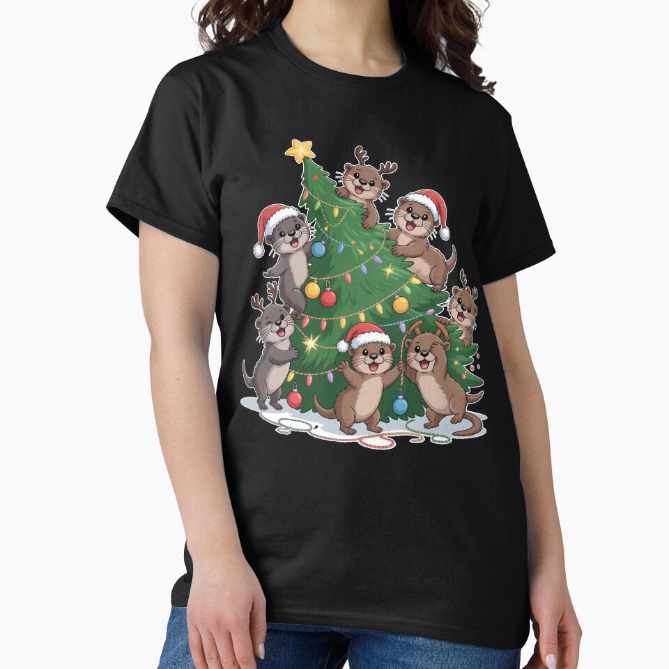 Christmas Tree Otter St. Nick Hat Xmas Lovers Pajama Holiday G3025 ...