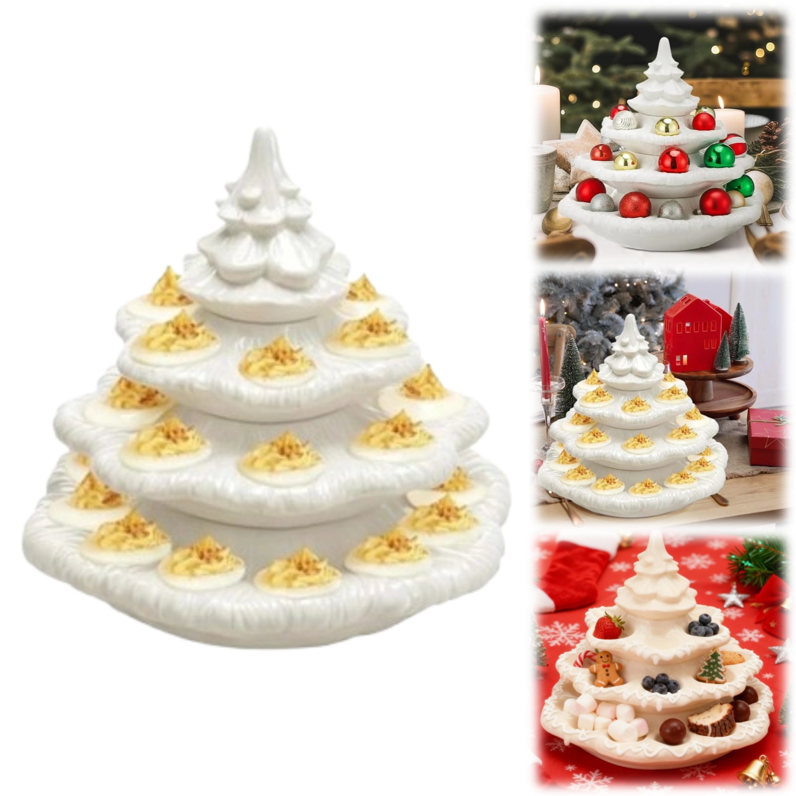 Christmas Tree Pallet Deviled Egg Holder, 3-Tier Serving Platter ...