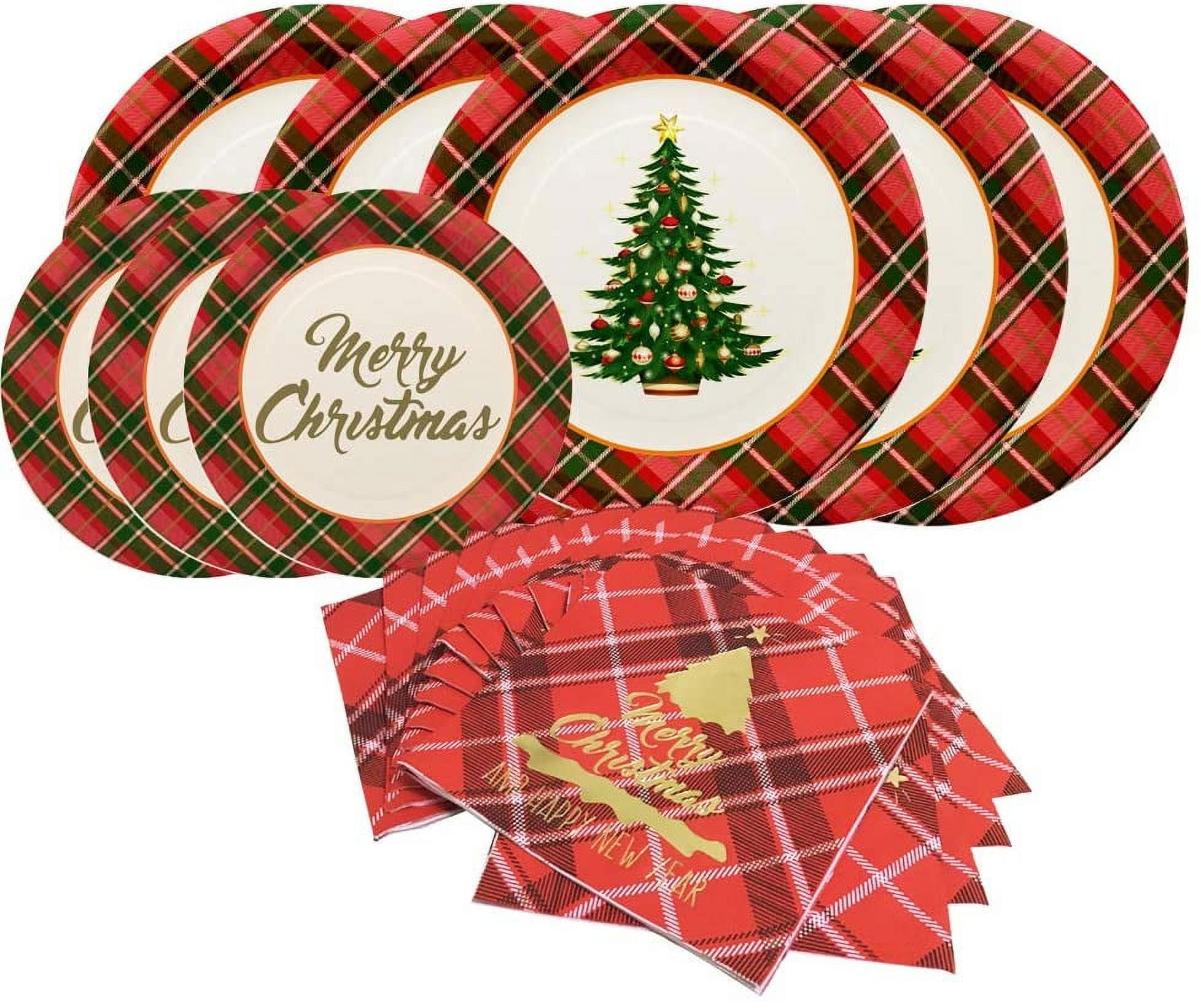 Christmas Tree Paper Dinnerware Set-Serves 20- Including 10 Inches ...