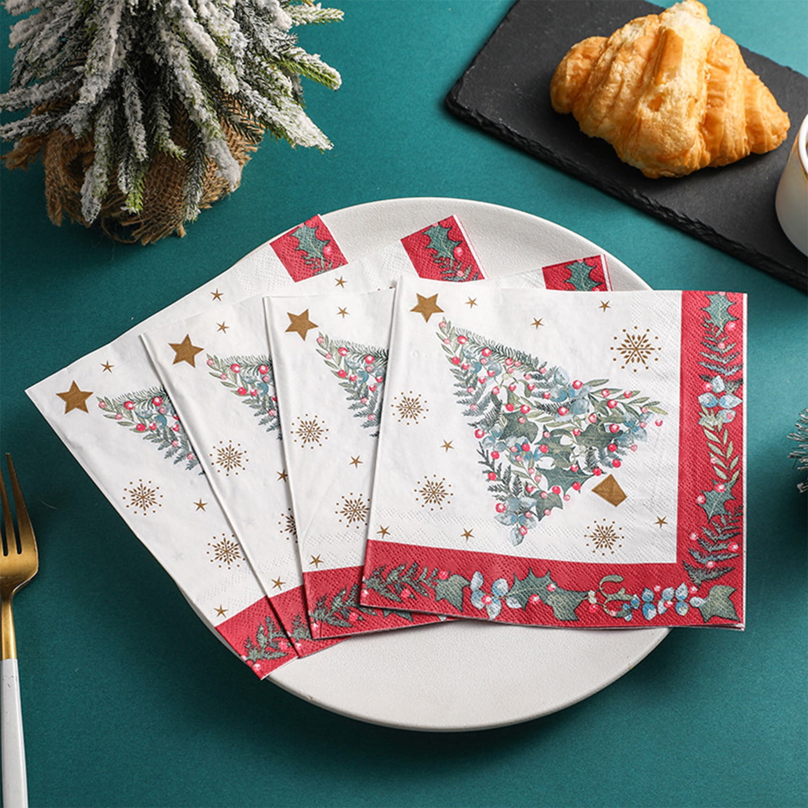 Christmas Tree Paper Napkins (20-Pack) - 13x13 Inch 2-Ply Holiday ...