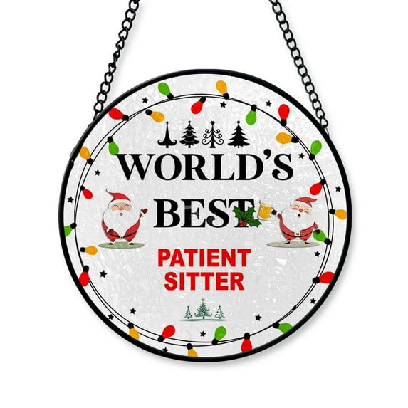 Christmas Tree, Patient Sitter Stained Glass Window Hanging Christmas ...