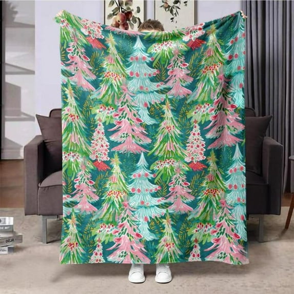 Christmas Tree Pattern Blanket, Soft Warm Throw Blanket, Air ...