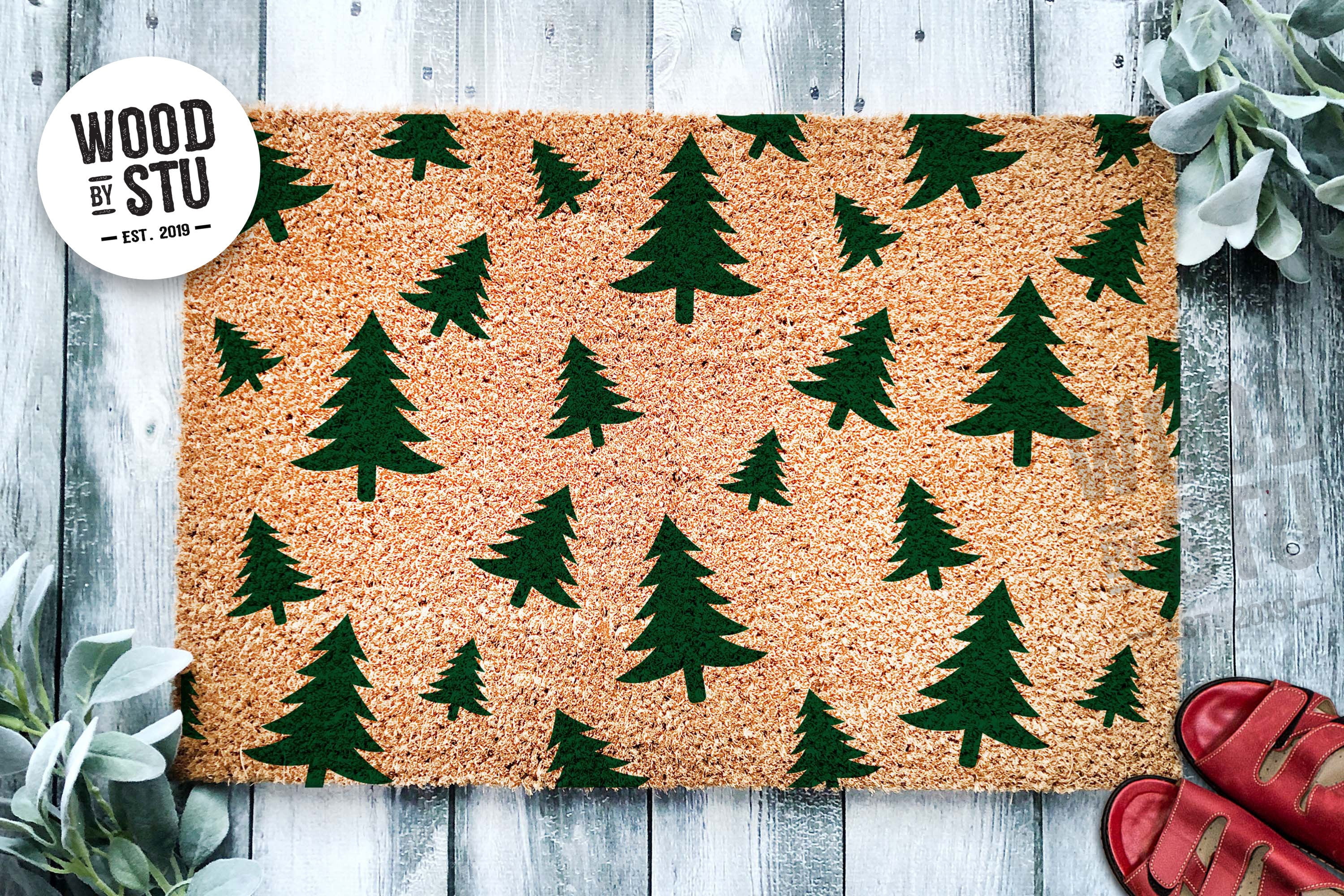 Christmas Tree Pattern Door Mat | Winter Doormat | Welcome Mat | Cute ...