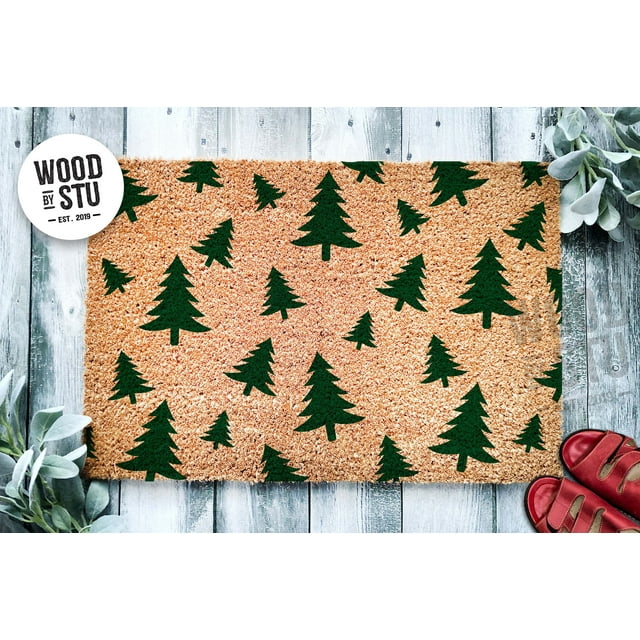Christmas Tree Pattern Door Mat | Winter Doormat | Welcome Mat | Cute ...