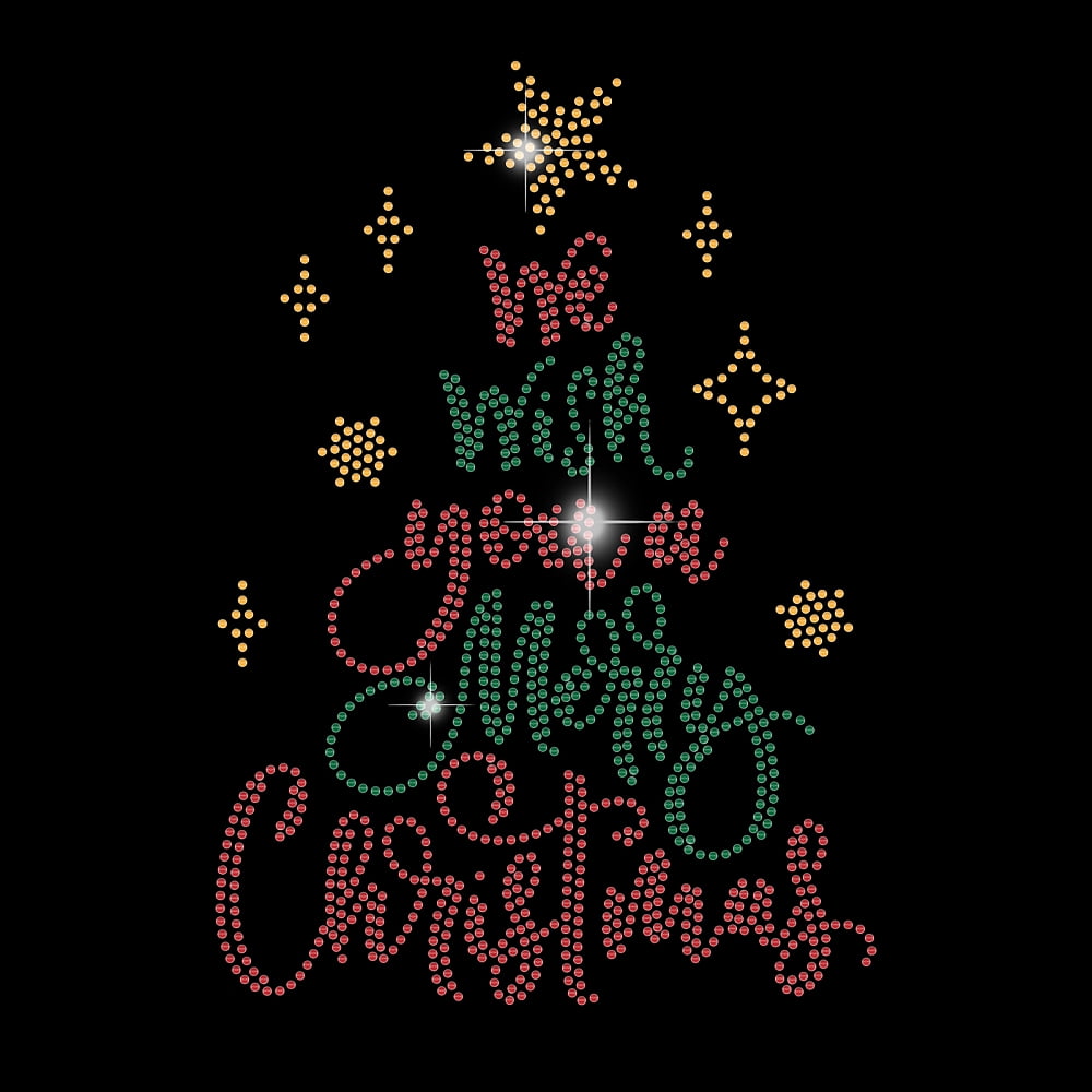 Christmas Tree Pattern Glass Hotfix Rhinestone Iron on Appliques ...